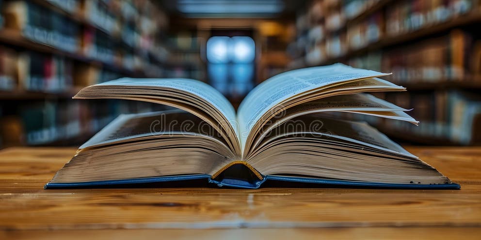 Open Book on Library Table,Knowledge Learning Study Environment and ...