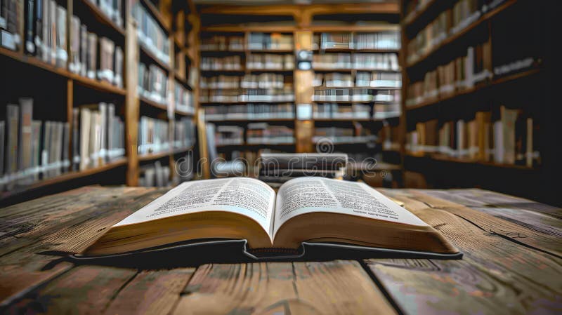 Open Book on Library Table,Knowledge Learning Study Environment and ...