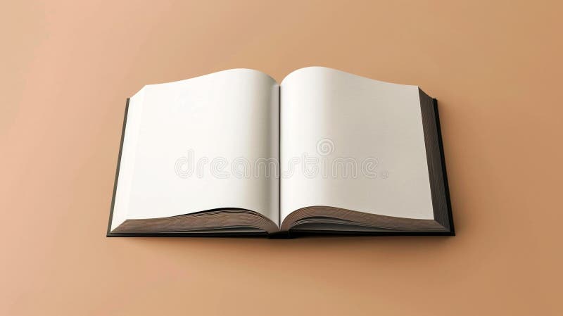 Open Book with Blank Pages on a Tan Surface Stock Illustration ...