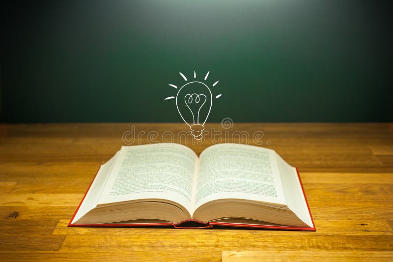 Open Book with Light Bulb for Idea Concept Stock Image - Image of light ...
