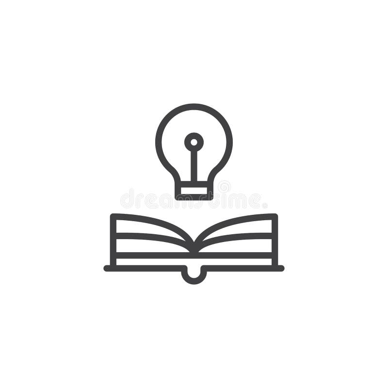 Open Book and Light Bulb Outline Icon Stock Vector - Illustration of ...