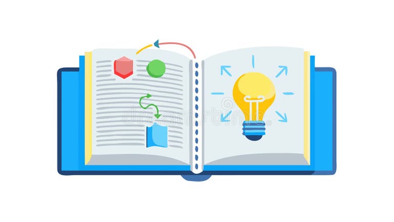Open Book, Lightbulb & Bar Graph, Knowledge & Performance, Vector ...