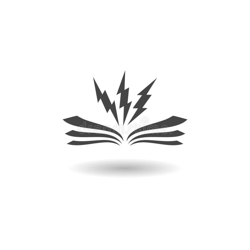 Open Book with Lightning Bolt Icon with Shadow Stock Vector ...
