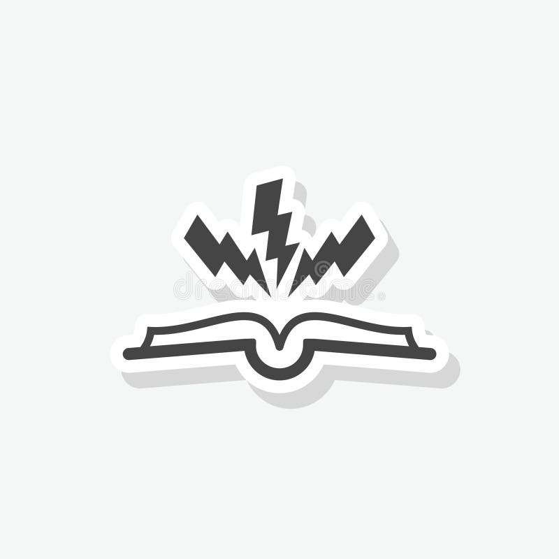 Open Book with Lightning Bolt Sticker Stock Vector - Illustration of ...