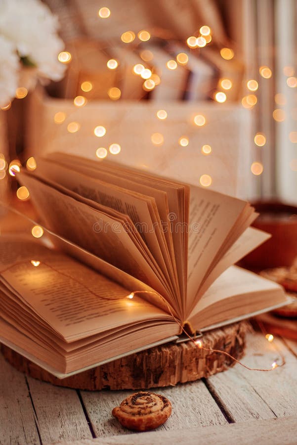 Open book with lights stock photo. Image of december - 134294310