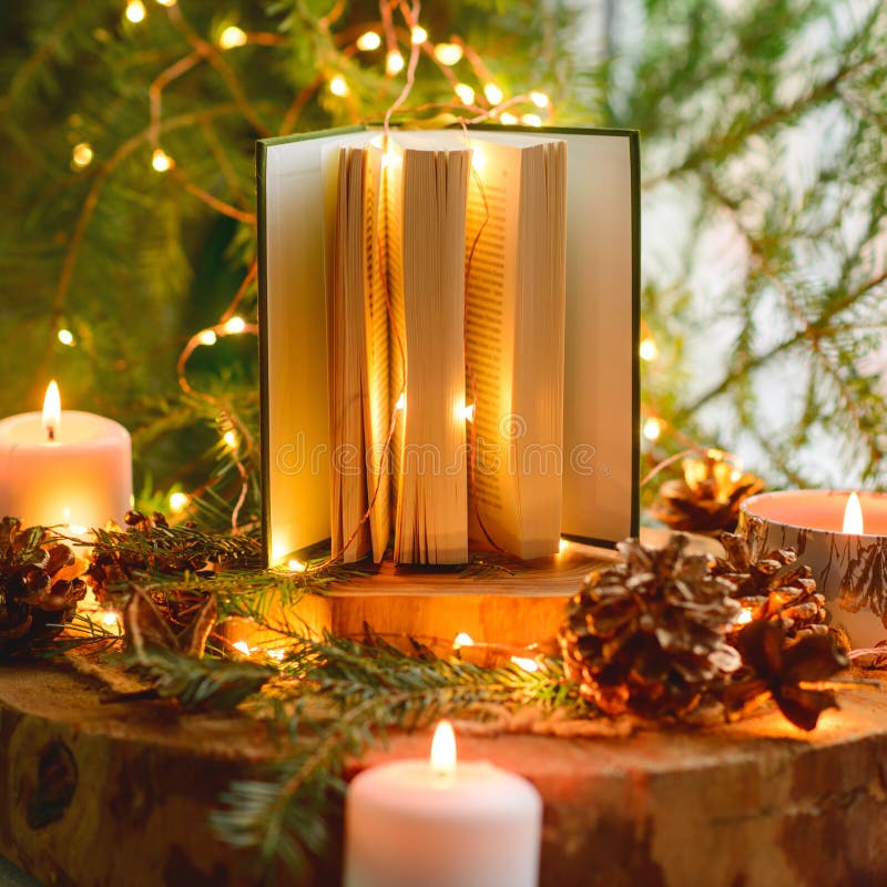 Open book with lights stock photo. Image of december - 134294310