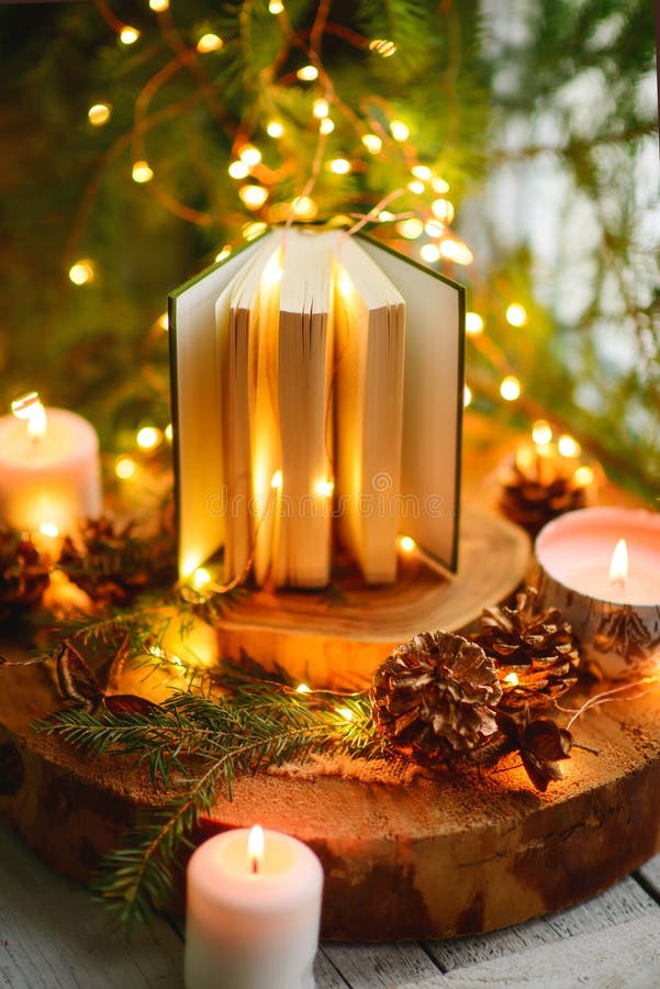 Open book with lights stock photo. Image of december - 134294310