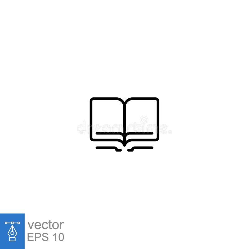 Open Book Line Icon. Read Magazine, Booklet and Encyclopedia Symbol ...