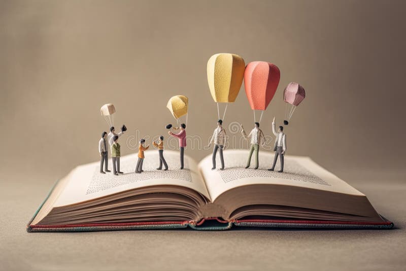 Open Book with Little Standing People on Its Pages Stock Illustration ... Open Book with Little Standing People on Its Pages Stock Illustration ...