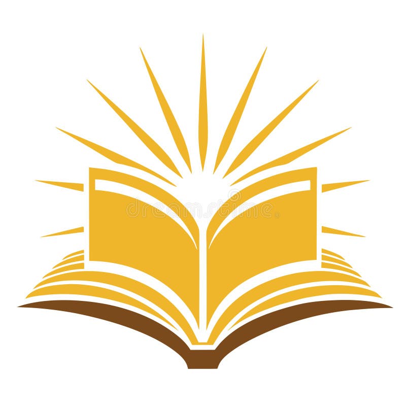 Open Book Logo Design with Light Rays for Education and Knowledge Stock ...