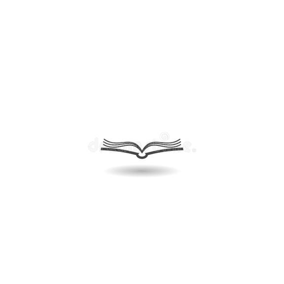 Open Book Logo Icon with Shadow Stock Vector - Illustration of reader ...