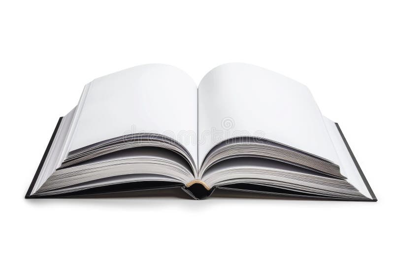 An Open Book Lying Flat on a Clean White Surface Stock Photo - Image of ...