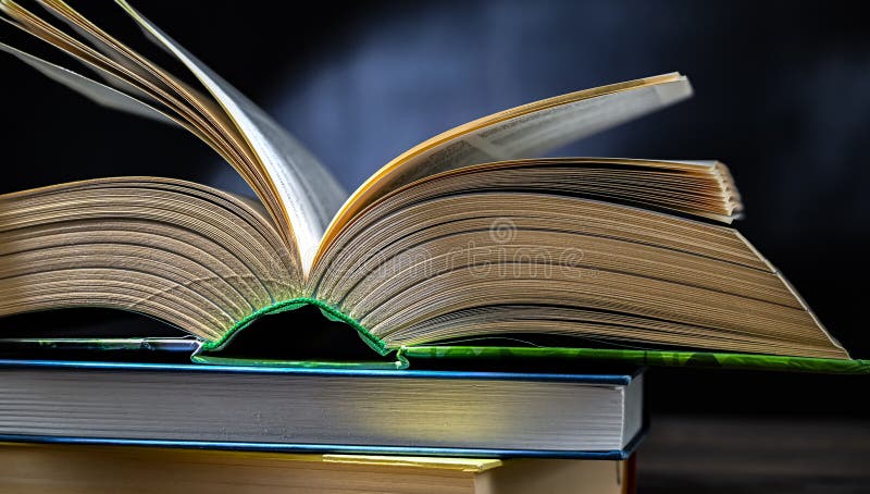 An Open Book Lying on a Stack of Other Books Stock Photo - Image of ...