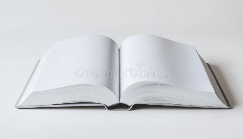 Open Book Lying on a White Table with Blank Pages Stock Photo - Image ...