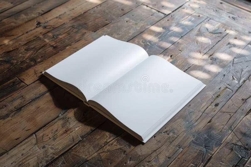An Open Book Lying on a Wooden Floor, Ready for Reading or Study Stock ...