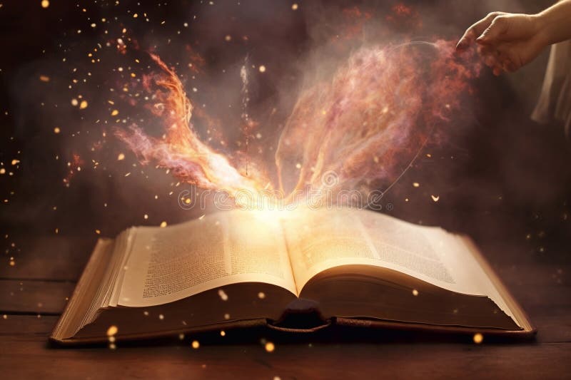 Open Book with Magic Light. Stock Illustration - Illustration of open ...