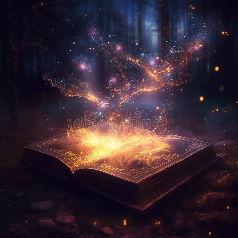 Open Book with Magic Light. Stock Illustration - Illustration of ...