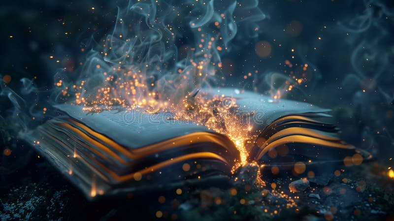 Open Book with Magic Light. Magic Book Stock Illustration ...