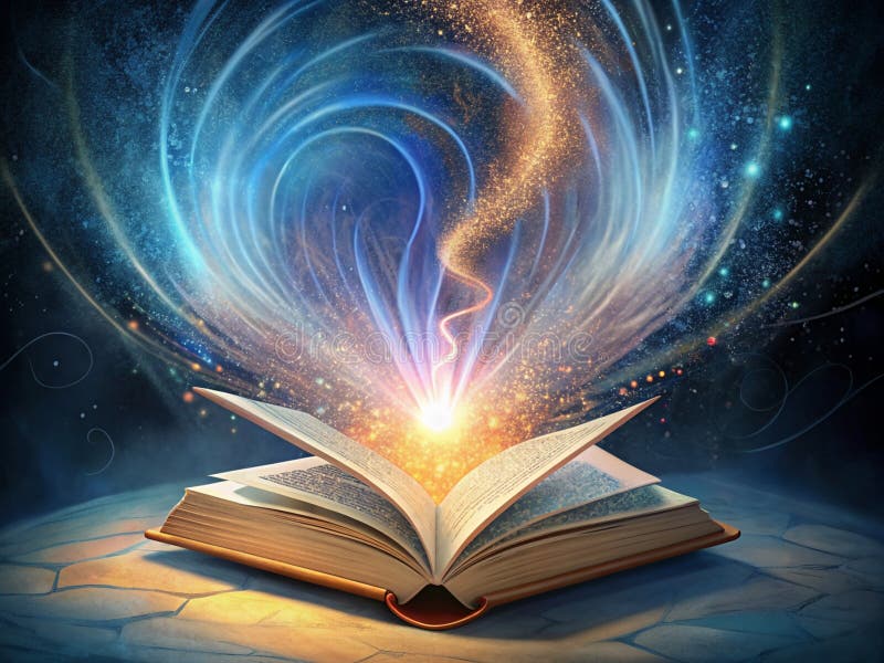 Open Book with Magic Light stock vector. Illustration of concept ...
