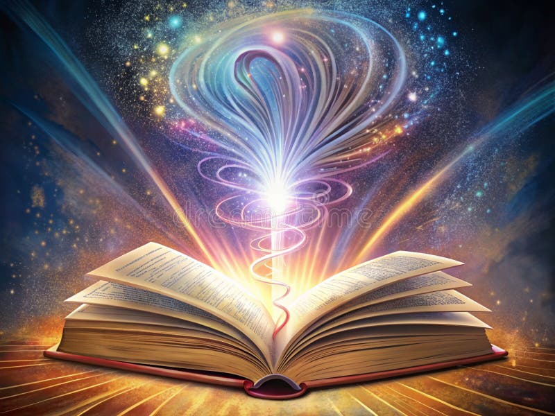 Open Book with Magic Light stock vector. Illustration of fantasy ...