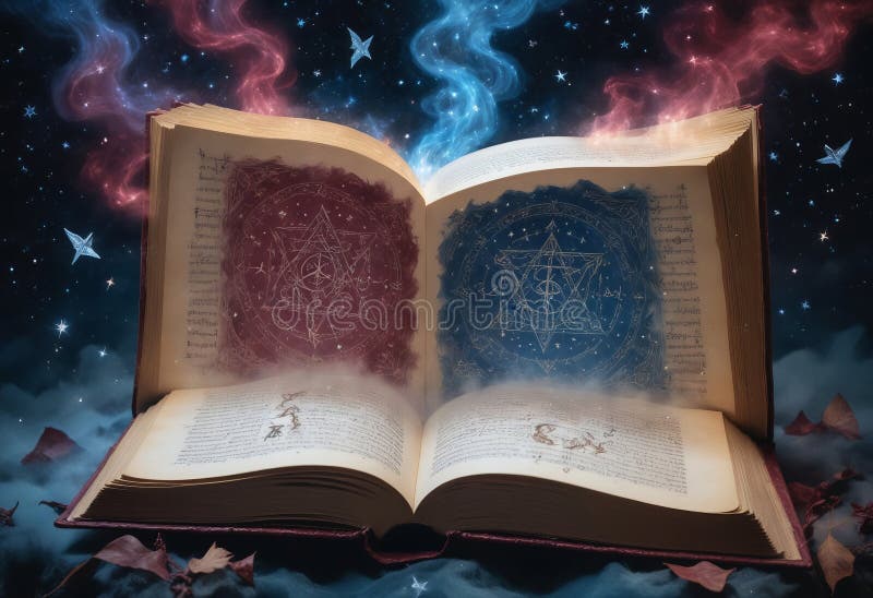 An Open Book with a Magical Fantasy Stock Illustration - Illustration ...