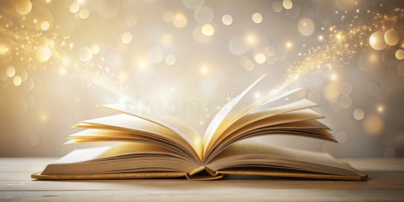 Open Book with Magical Golden Sparkles Emanating from Its Pages, a ...