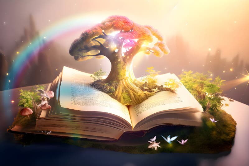 An Open Book with a Magical World in a Fairy Forest, Generative AI 2 ...
