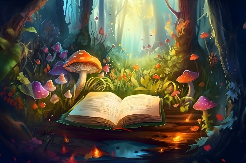 An Open Book with a Magical World in a Fairy Forest, Generative AI 1 ...