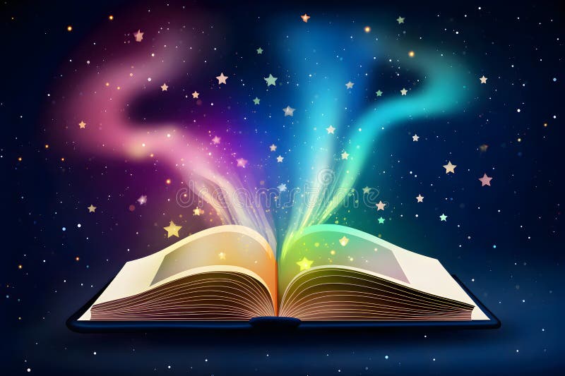An Open Book with a Magical World, Generative AI 1 Stock Illustration ...