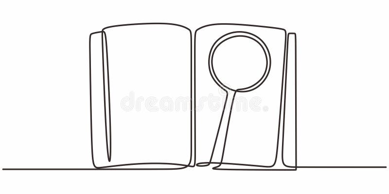 Open Book Magnifier Continuous Line, Learning Analysis Search Stock ...