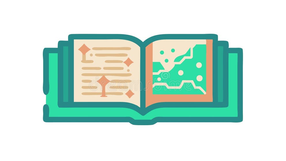 Open Book with Map, Discovery Exploration Guide, Vector Design ...