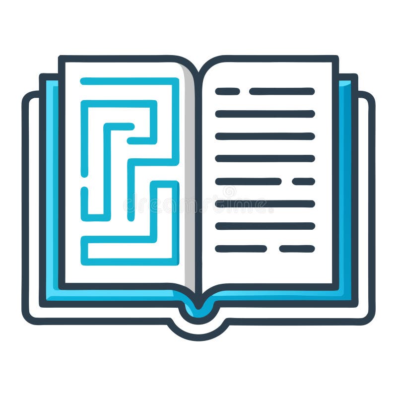 Open Book with a Labyrinth and Text, Education, Learning Concept Stock ...