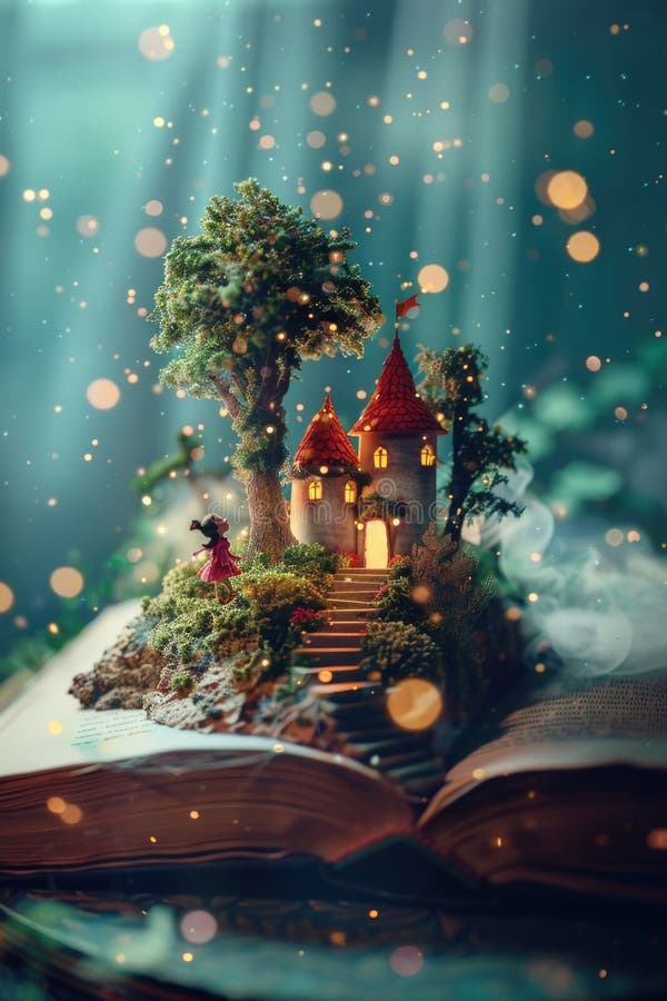 An Open Book with a Miniature House on Top, Perfect for Illustrations ...