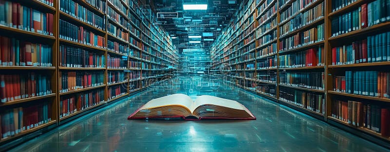 Open Book in a Modern Library Setting Stock Photo - Image of education ...
