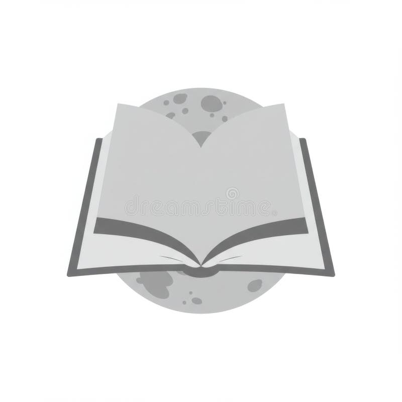 Open Book on a Moon: Grey Grayscale Illustration Stock Illustration ...