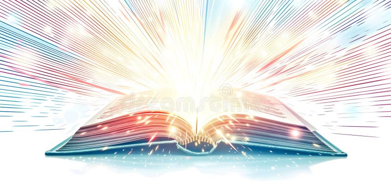 An Open Book with Multicolored Rays in the Style of a Flat Illustration ...