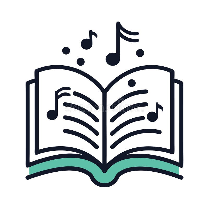 Open Book with Music Notes Illustration, Educational and Creative ...