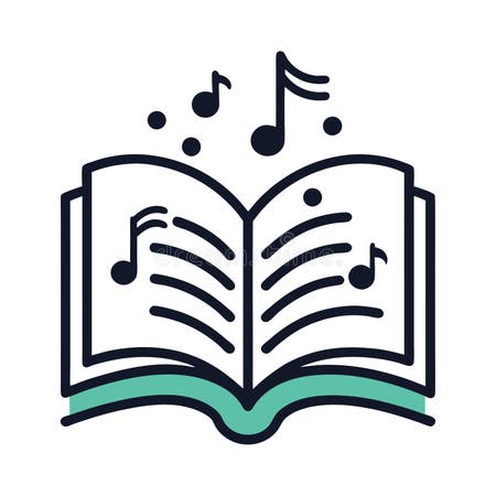 Open Book with Music Notes Illustration, Educational and Creative ...