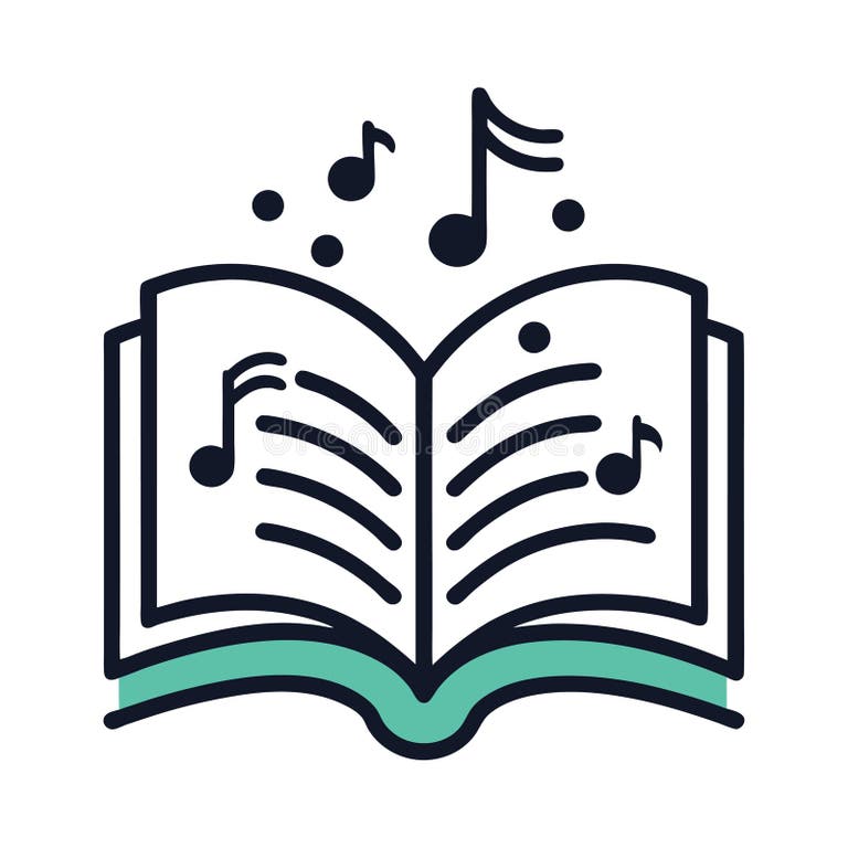 Open Book with Music Notes Illustration, Educational and Creative ...