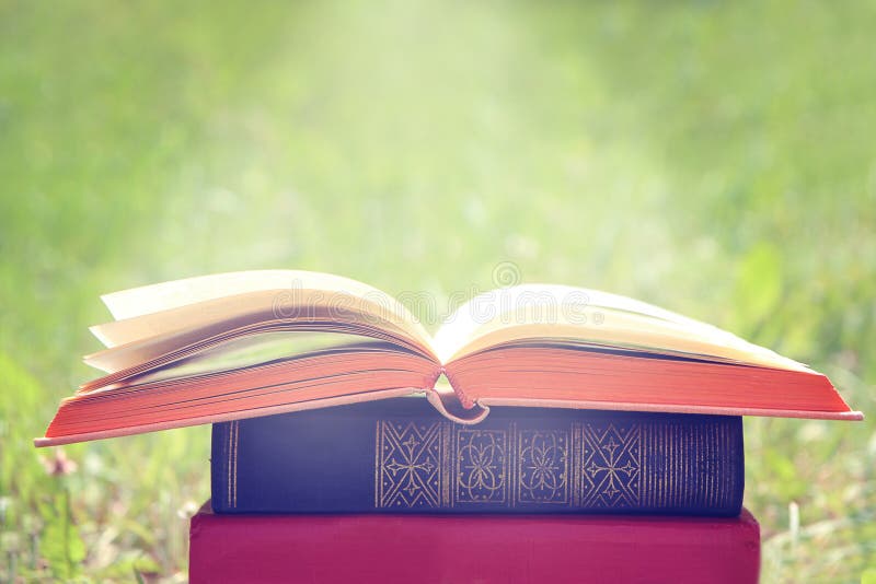 Open Book on Nature Background. Knowledges is Power Stock Image - Image ...