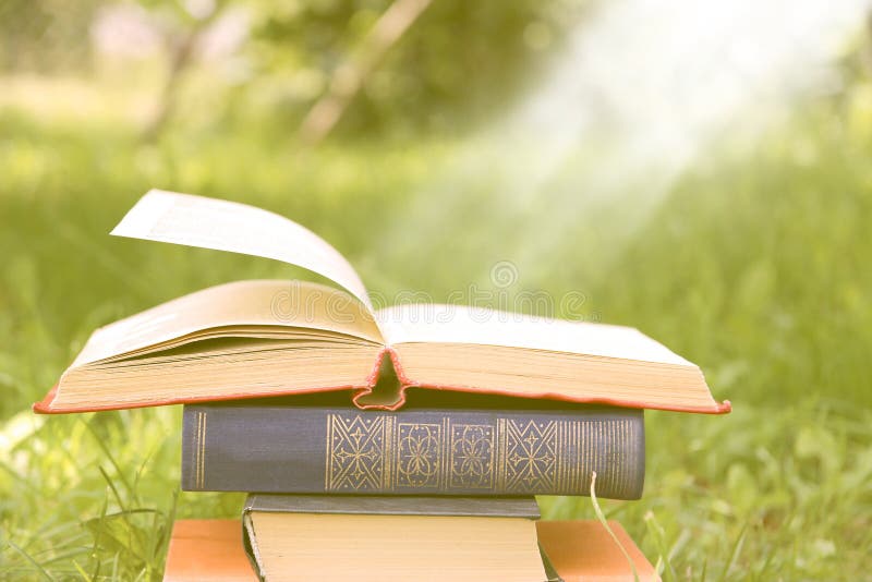 Open Book on Nature Background. Knowledges is Power Stock Photo - Image ...