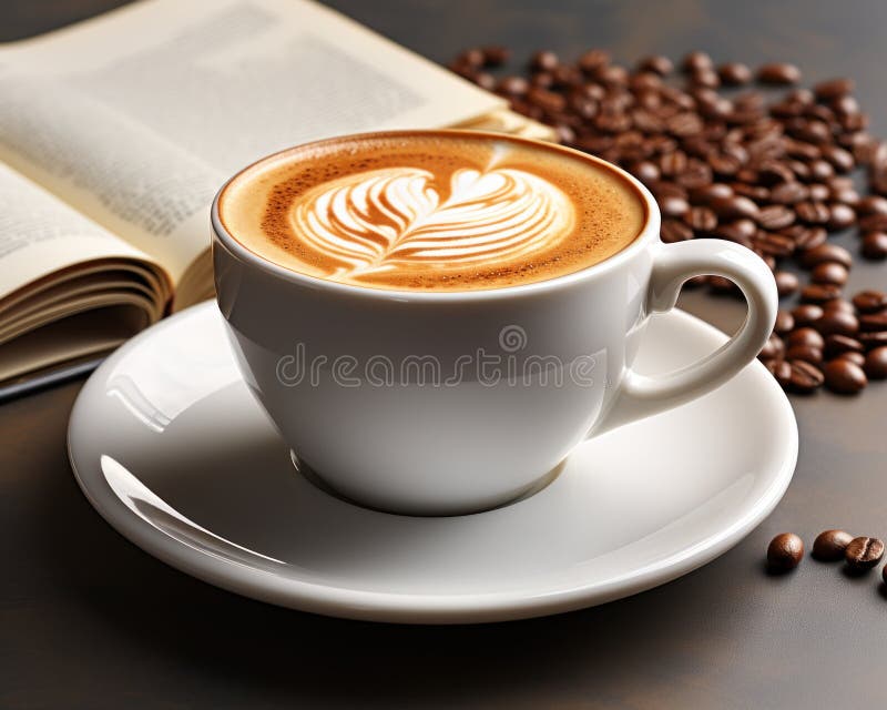 An Open Book Next To a Cup of Coffee, Beautiful Coffee Cup Image Stock ...
