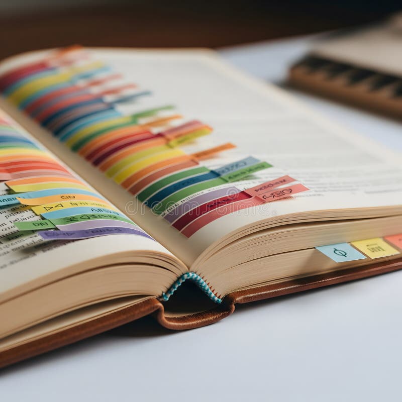 An Open Book with Numerous Colorful Tabs Marking Pages, Ideal for ...