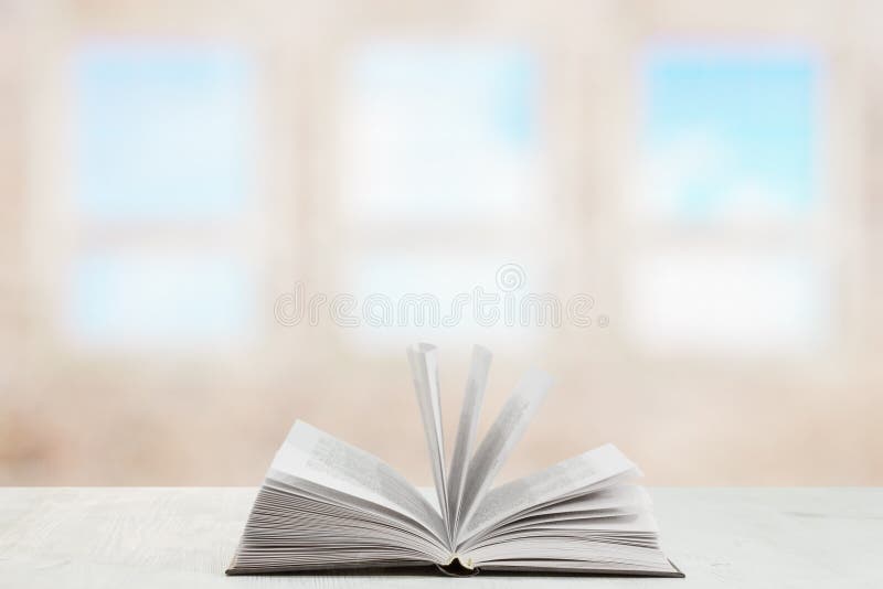 Open Book on in Old Room with Big Windows Stock Photo - Image of ...