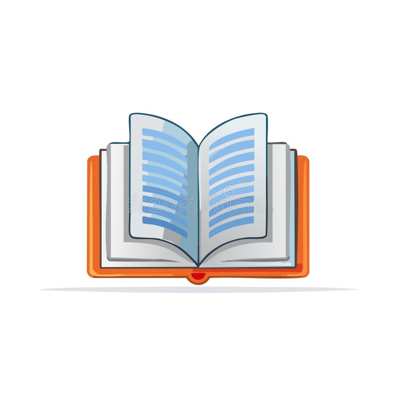 Open Book with Orange Cover and Blue Striped Pages Illustration Stock ...