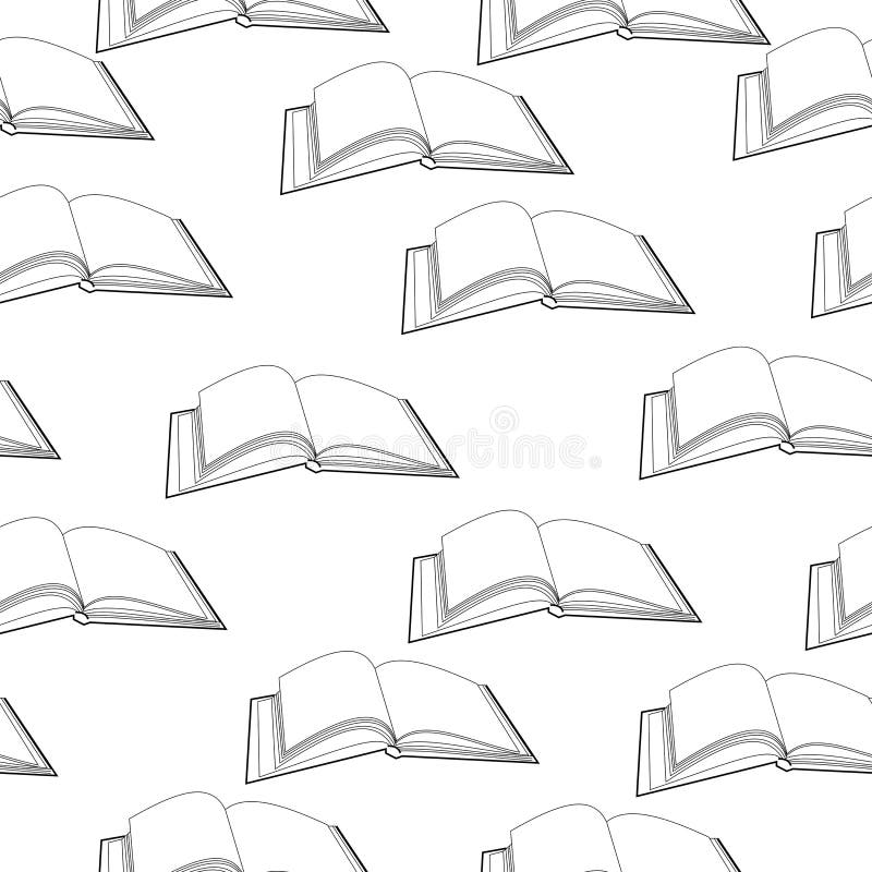 Open Book Outline Illustration, Vector Seamless Pattern for Design ...