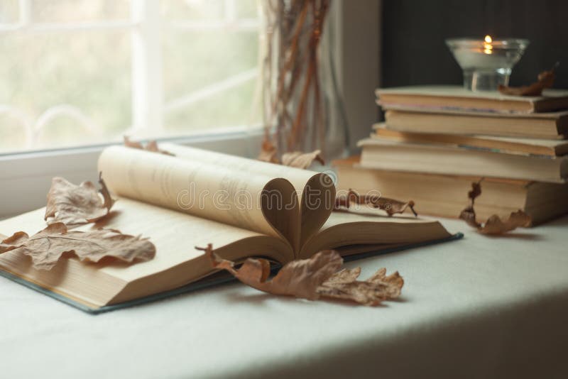 Open Book Pages Curved into Heart Symbol, Passion for Reading. Window ...