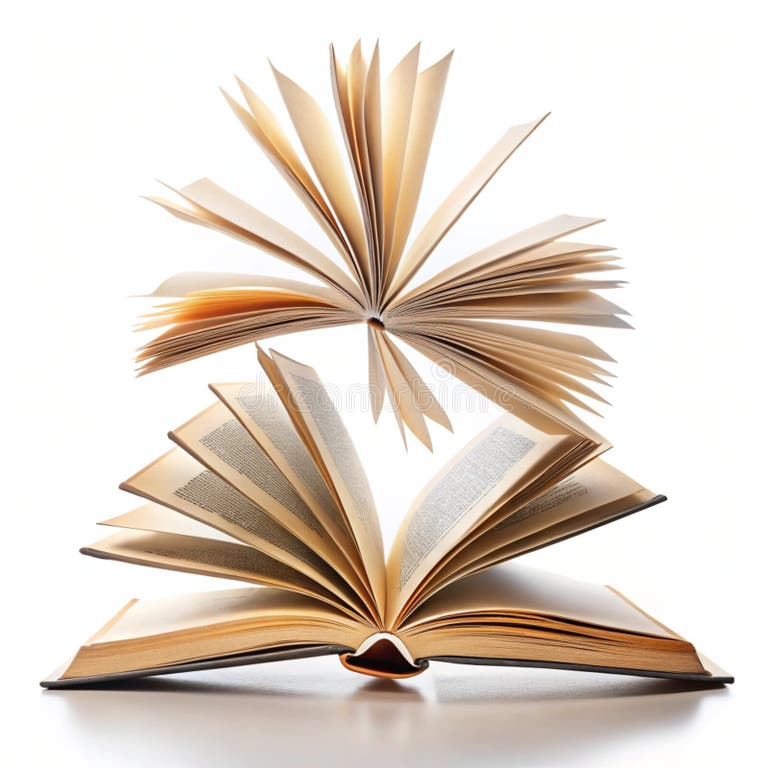 Open Book with Flying Pages Stock Illustration - Illustration of ...