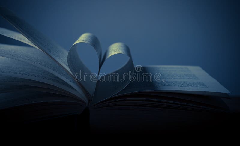 Open Book with Pages Folded Like a Heart Stock Image - Image of reading ...