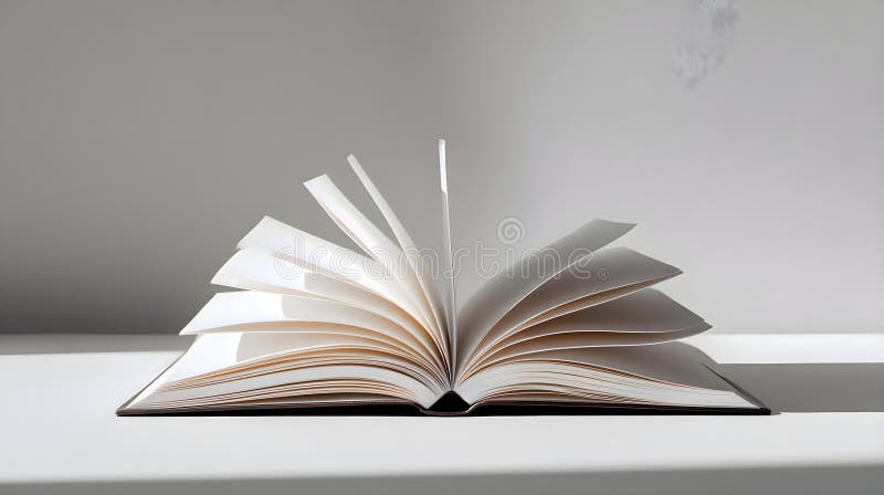 Open Book with Flying Pages in Soft Sunlight Stock Illustration ...